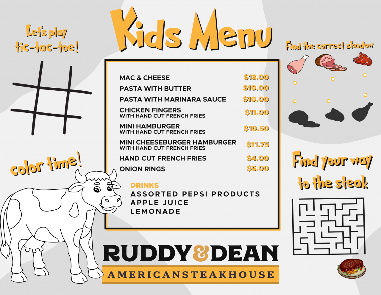 Kids Menu | Ruddy & Dean Staten Island Steakhouse and Seafood
